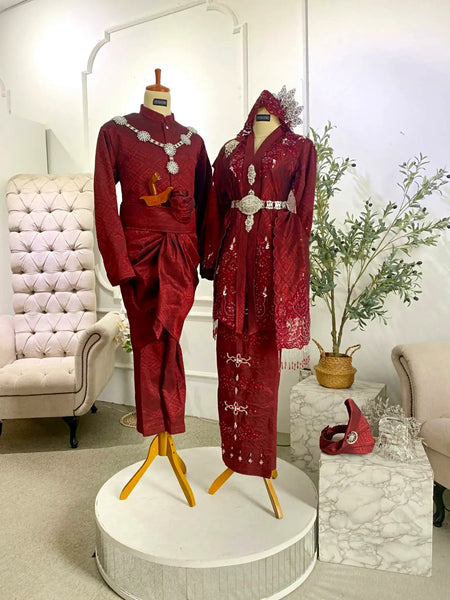 ADINDA - Baju Sanding Songket Maroon Burgandy Kebaya with Selempang ...