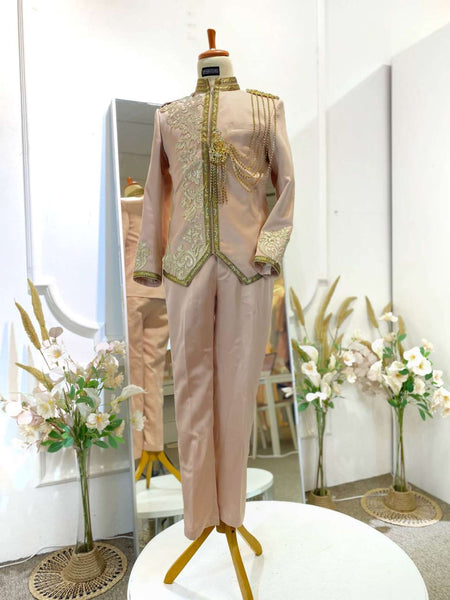 Prince Suit Champagne Light Brown Lace v1 - Baju Pengantin Lelaki | PP ...