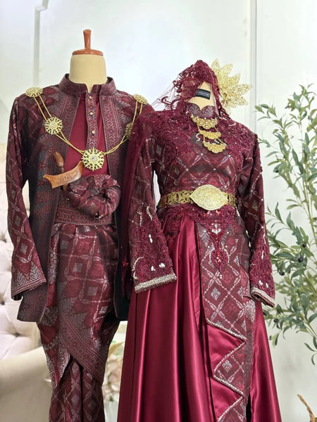 PUTERI MANIRA - Sewa Baju Sanding Maroon Songket | Puteri Perak Two ...