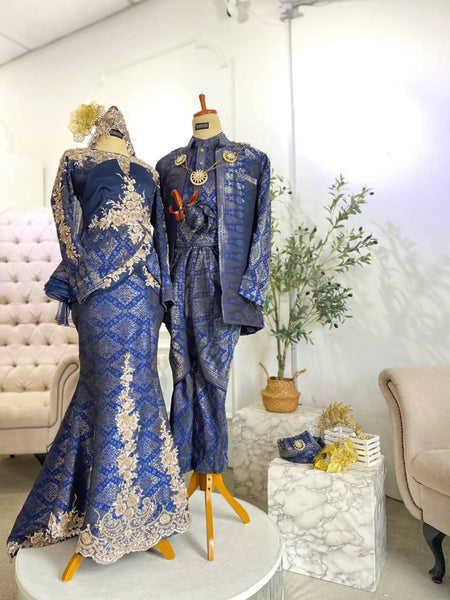 PUTERI BALQIS - Baju Pengantin Navy Blue Songket Peplum | Butik ...