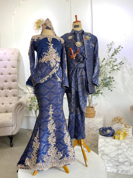 PUTERI BALQIS - Baju Pengantin Navy Blue Songket Peplum | Butik ...