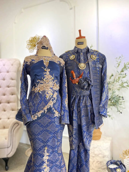 PUTERI BALQIS - Baju Pengantin Navy Blue Songket Peplum | Butik ...