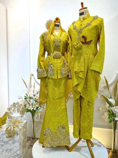 ROYALIST - Baju Pengantin Kebaya Moden Songket Kuning Diraja | PP ...