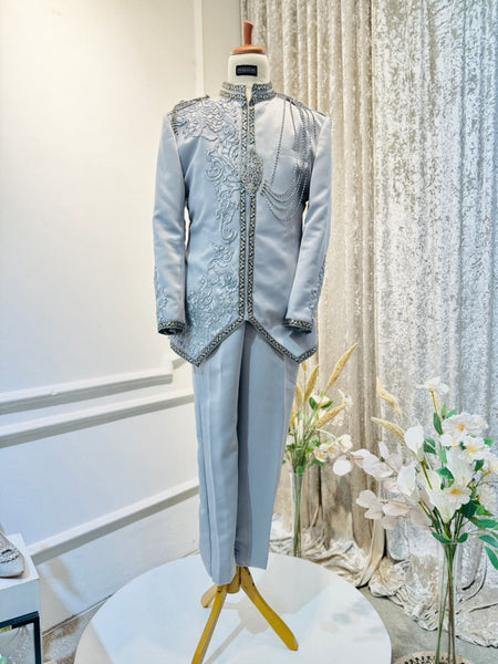 SILVER 2 - Prince Suit Grey Duchess with Silver Lace (Baju Pengantin ...