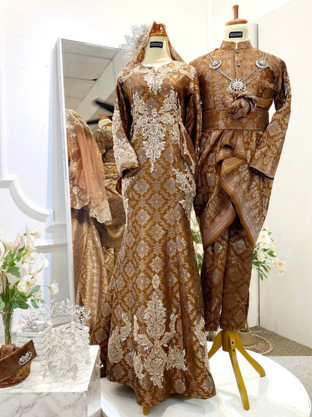 STARLA - Brown Songket Wedding Dress with Peplum (Baju Sanding) | PP ...