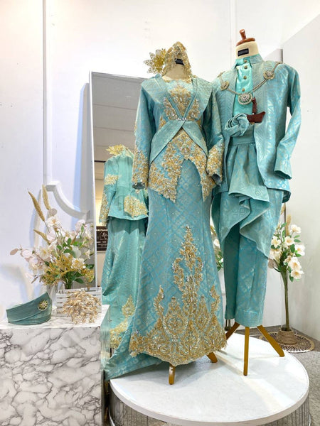SURAYA - Baju Sanding Teal Green Songket Two-Piece Wedding Dress | PP ...