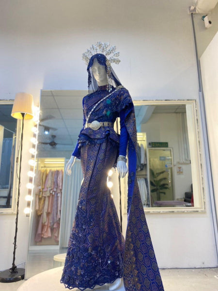 RATNA SARI - Baju Sanding Thai Dress Songket Navy Blue & Purple | PP ...