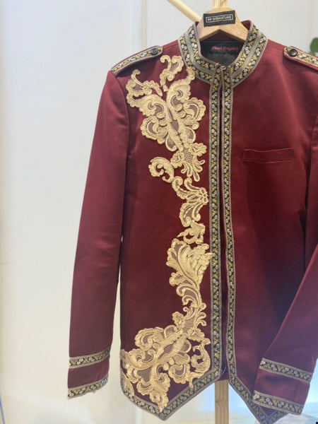 Prince Suit Maroon with Light Brown Lace I - Baju Pengantin Lelaki | PP ...