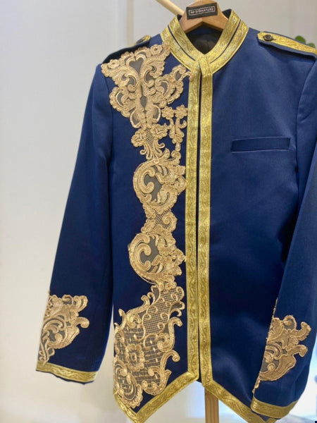 Prince Suit Navy Blue with Light Brown Lace III - Baju Pengantin Lelaki ...